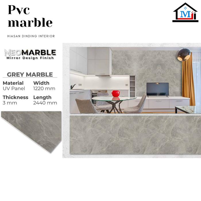 Jual marmer pvc dinding neo marble type grey marble motif stone/lembar ...