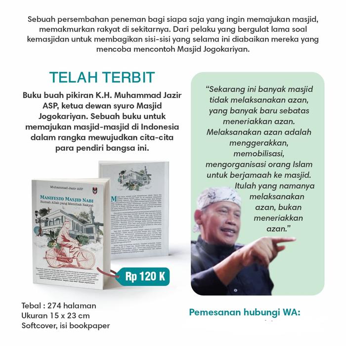Jual BUKU MANIFESTO MASJID NABI - K.H MUHAMMAD JAZIR ASP - Kab. Bantul ...