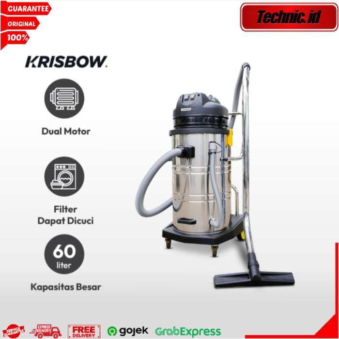 Jual Vacuum Cleaner Industrial Krisbow Penghisap Debu Basah Dan Kering 60 Liter KW1800308 - Kota ...