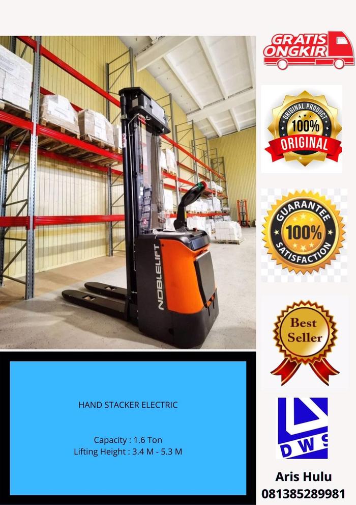 Jual HAND STACKER ELECTRIC CAPACITY 1.6 TON TINGGI 3.4 m SAMPAI 5.3m ...