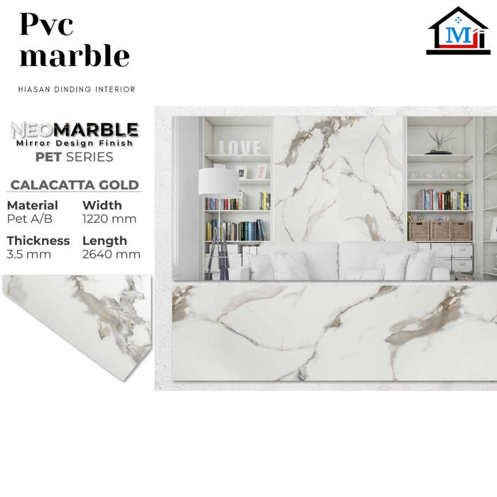 Jual panel dinding indoor neo marble calacatta gold tebal 3,5mm/lembar ...