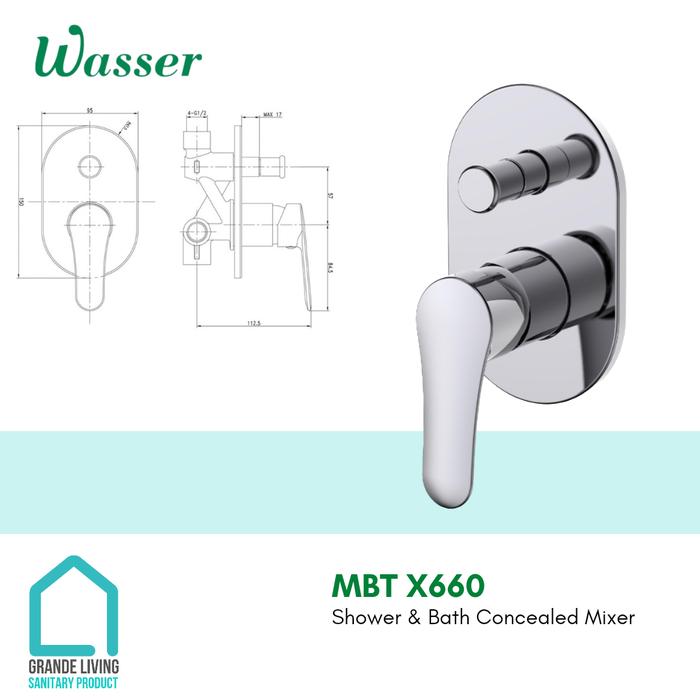 Jual Wasser Bathtub and Shower Concealed Mixer Kran Shower Tanam Panas ...