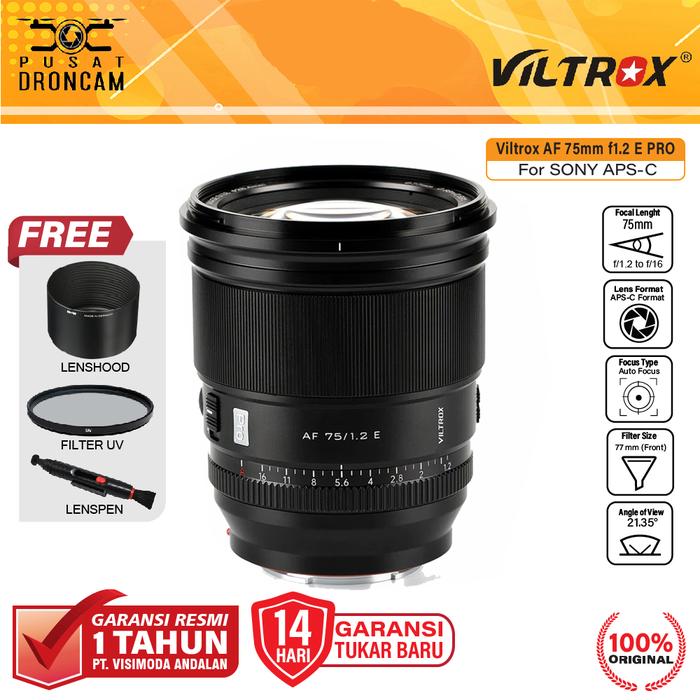 Promo Lensa Viltrox AF 75mm f1.2 PRO for Sony APSC Lens 75 mm f/1.2 Resmi Cicil 0% 3x - Jakarta ...