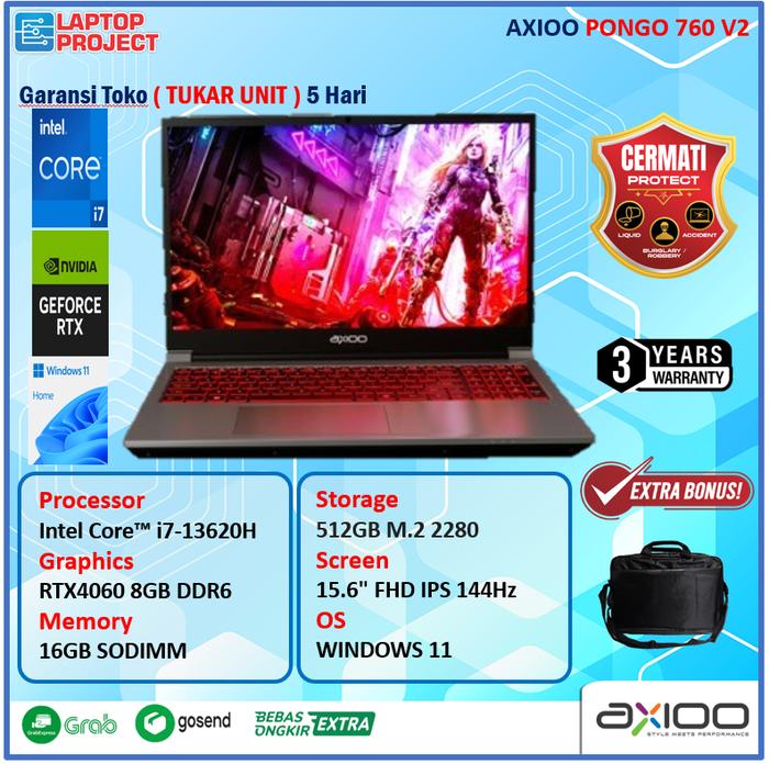 Jual AXIOO PONGO 760 V2 I7 13620H RTX4060 8GB/ 16GB 512GB W11 15.6FHD ...