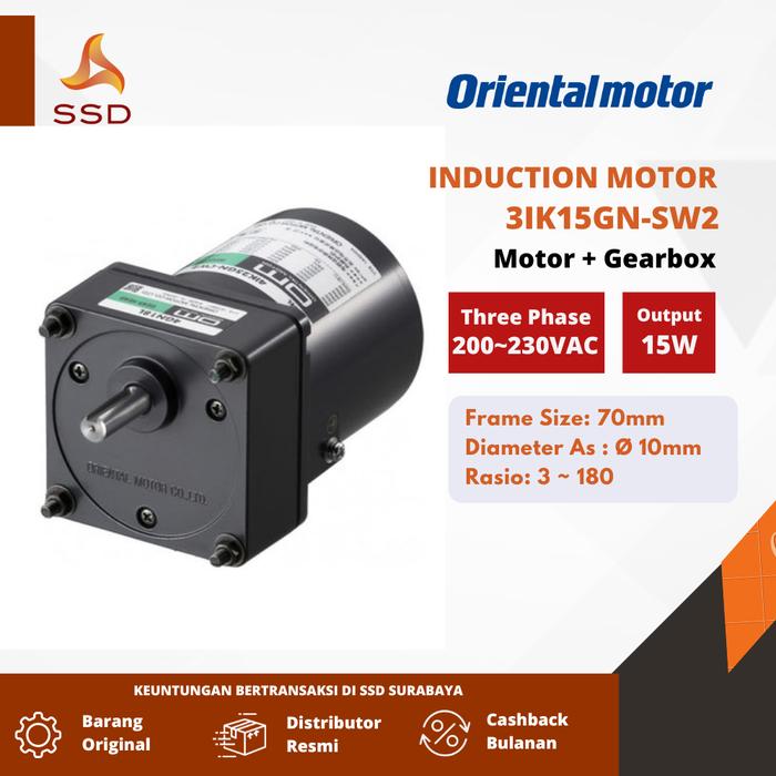 Jual Oriental Induction Motor 15W 3-Phase 200~230VAC 3IK15GN-SW2 Set - Motor Only - Kota ...