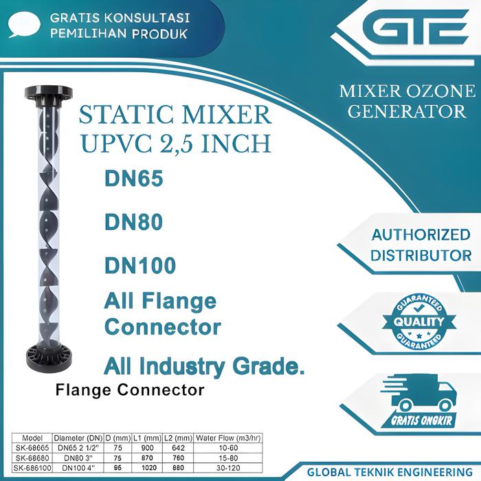 Jual Tabung Static Mixer 2.5 inchi Upvc 2.5" Statis Mixer Ozone ...