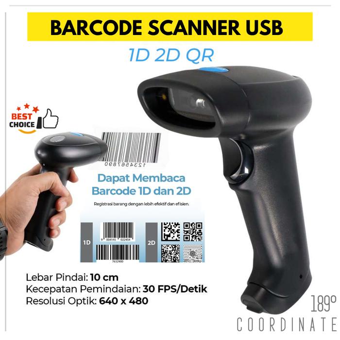 Promo BARCODE SCANNER USB 1D 2D QR SCAN HIGH SPEED ALAT BACA BAR CODE ...