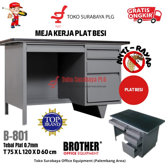 Jual Meja Tulis Plat Besi Meja Kantor Meja Kerja Besi 1/2 Biro B 801 Brother Meja Belajar Meja ...