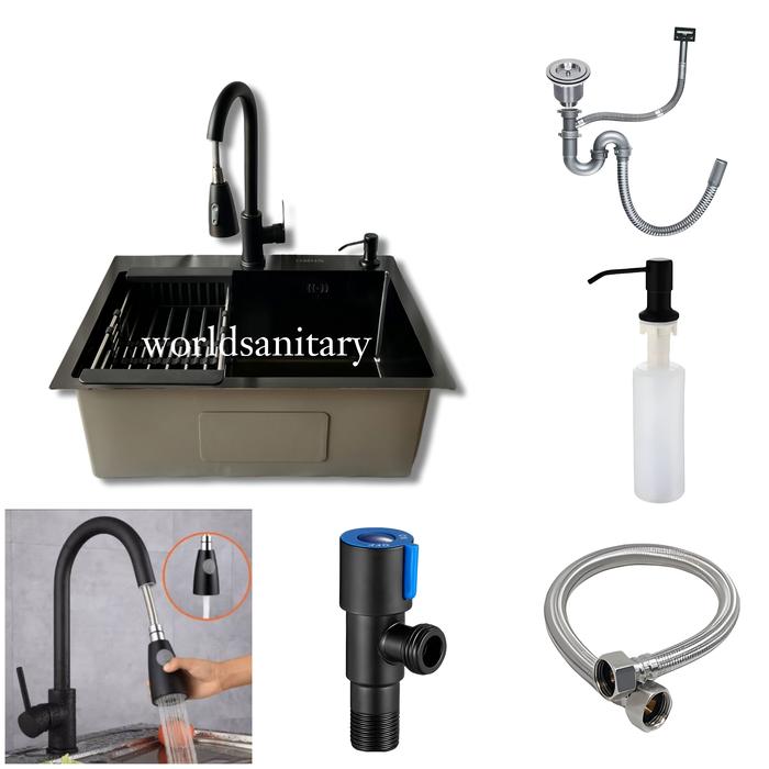 Jual Kitchen Sink OMON | Bak Cuci Piring Black 6045 - Kran Tarik PD ...