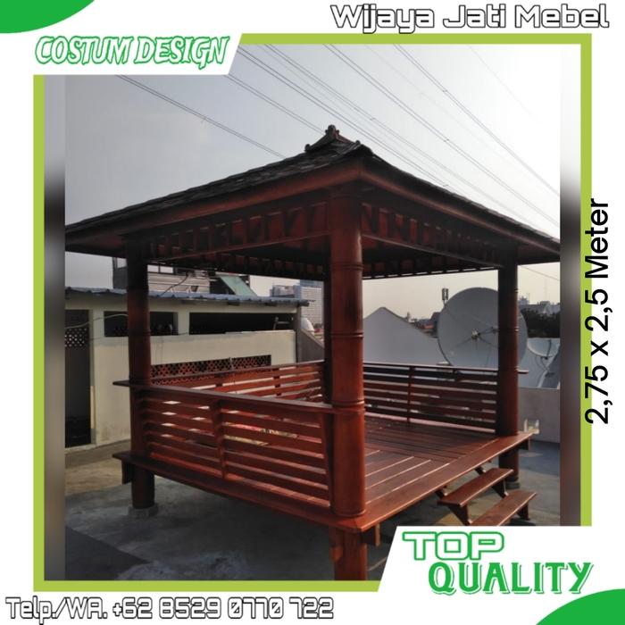 Jual Gasebo Kayu Kelapa Model Tiang Motif Bambu | Saung Taman - Kab ...