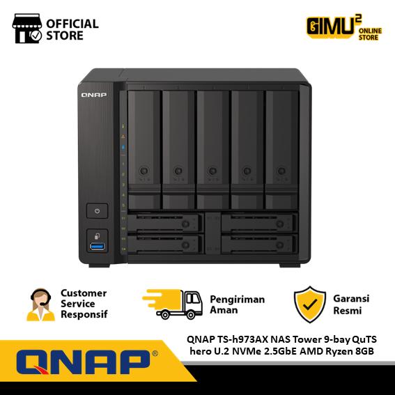 Promo QNAP TS-h973AX NAS Tower 9-bay QuTS hero U.2 NVMe 2.5GbE AMD Ryzen 8GB Cicil 0% 3x - Kab ...