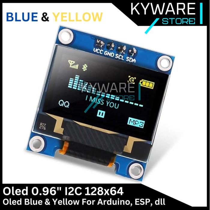 Jual Oled 0.96" Blue Yellow I2C 128x64 LCD Display Module Biru Kuning 0 ...