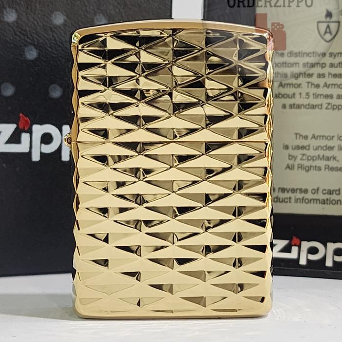 Jual Zippo Original Armor Fold Diamond Design 4 sisi Gold Plated 18k Japan Official - Jakarta ...