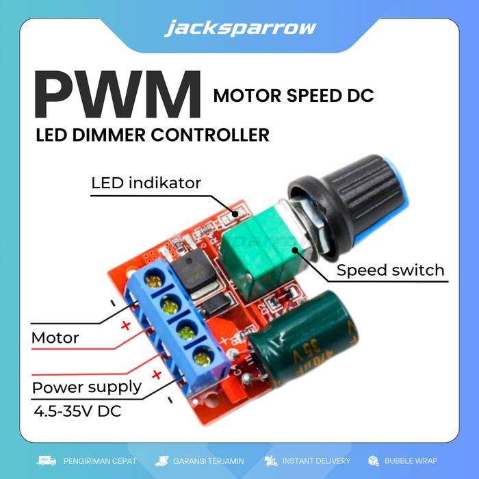 Jual Modul Pengatur Kecepatan Motor Dc-Dc 4.5v-35v 5a 90w Pwm Dc 12v ...