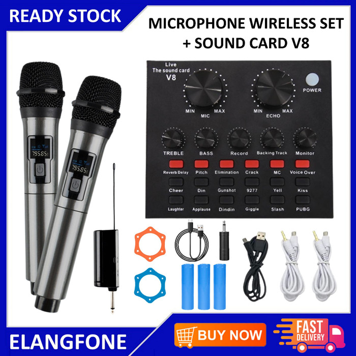 Promo Microphone Wireless Mic Karaoke Dual Handheld Mic with Receiver ...
