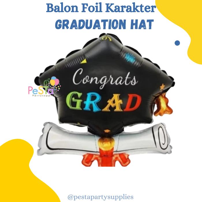 Jual Balon Foil Tema Wisuda/Graduation Karakter Topi Wisuda Mini ...