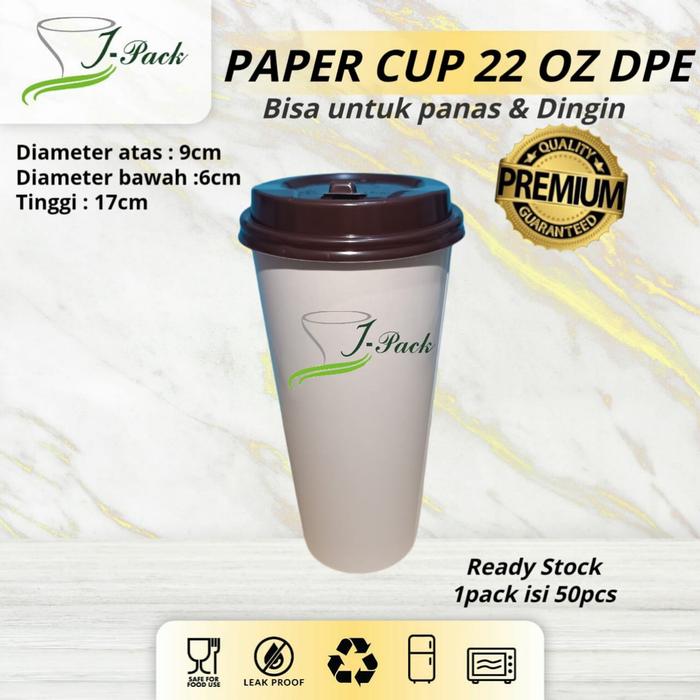Jual PAPER CUP 22 OZ DPE (TAHAN PANAS & DINGIN)-50pcs - Coklat ...