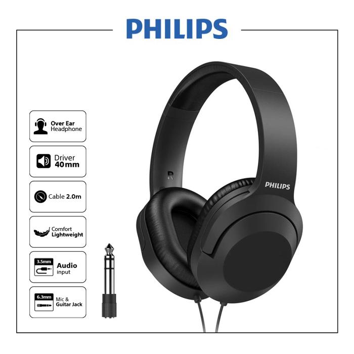 Promo Philips TAH2005 Black Over-Ear Wired Headphone / TAH 2005 ...