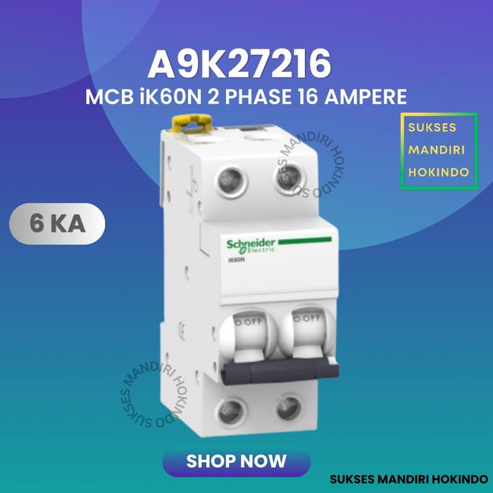 Promo MCB 2P 16A 2 Phase 16 Ampere IK60N 6kA Schneider ORI SNI 2 Pole ...