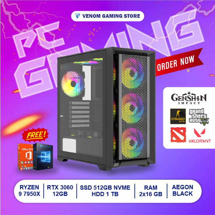 Jual Pc Gaming | Ryzen 9 7950X | RTX 3060 12GB | 32GB RAM D5 | 512GB ...