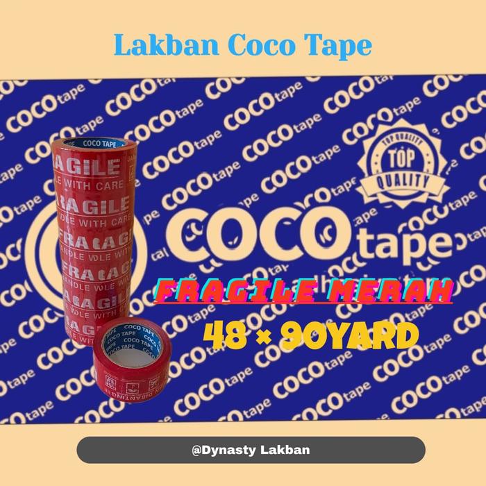 Jual LAKBAN FRAGILE PUTIH & MERAH COCO Tape 48 ECO x 90yard - Handle ...