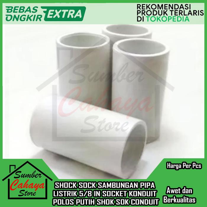 Jual sambungan pipa listrik pvc sok shock kabel 5/8 plastik konduit ...