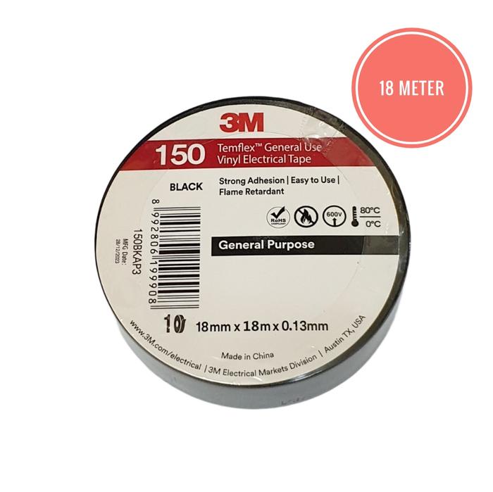 Jual Isolasi Listrik 3M Temflex 150 / Selotip Kabel / 18 Meter ...
