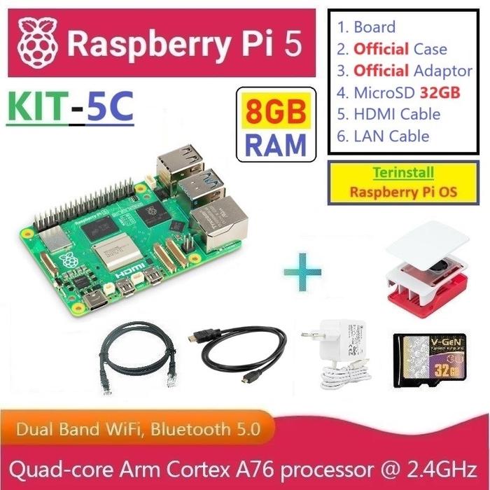 Jual KIT-5C : Raspberry Pi 5 (8GB RAM) - Complete SET - - badank ...