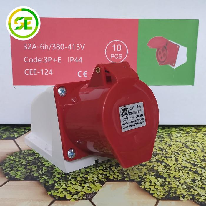 Jual Industrial Surface Mounting Socket 4 Pole 32 A 4Pole 32A CEE 124 4Pin Stop Kontak Genset ...