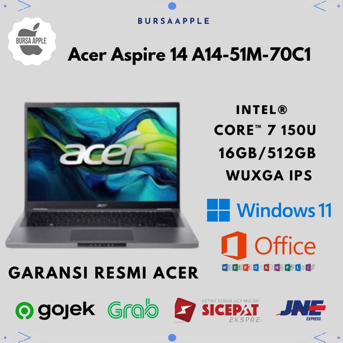 Promo ACER ASPIRE 14 A14-51M-70C1 INTEL CORE 7 150U 16GB 512GB SSD W11 ...