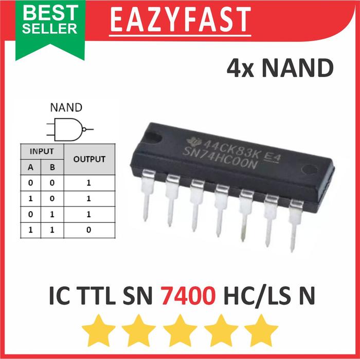 Jual IC TTL SN 7400 N HC LS DIP Gerbang Logika NAND Logic Gate SN74HC00 ...