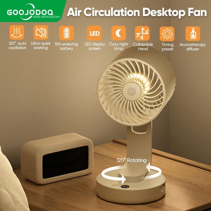 Promo GOOJODOQ Ergonomic Folding Portable Desktop Fan with Nightlamp ...