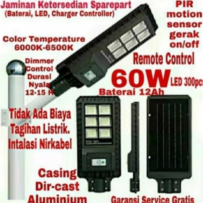 Jual Lampu Jalan Solar Cell / PJU LED 60 Watt / Solar Street Light 60 ...