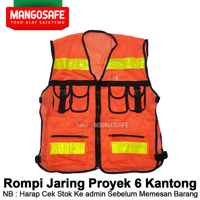 Jual Rompi Proyek 6 Kantong Warna Orange Bahan Jaring / Safety Vest ...