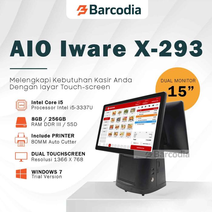 Promo Mesin kasir PC POS All in One Dual Monitor i5 Touchscreen Iware X293 - WINDOWS Cicil 0% 3x ...