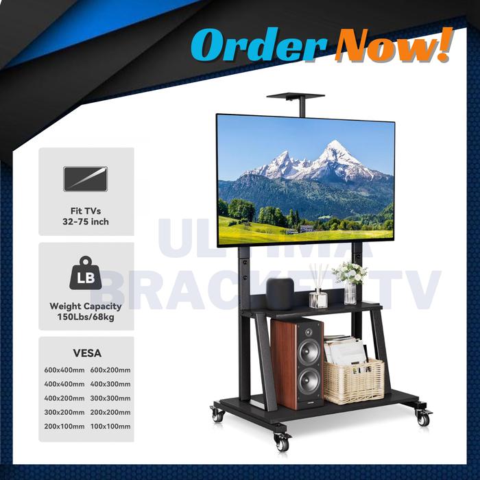 Jual BRACKET STANDING TV 32 43 50 55 60 65 70 75 INCH STAND TV PORTABLE ...