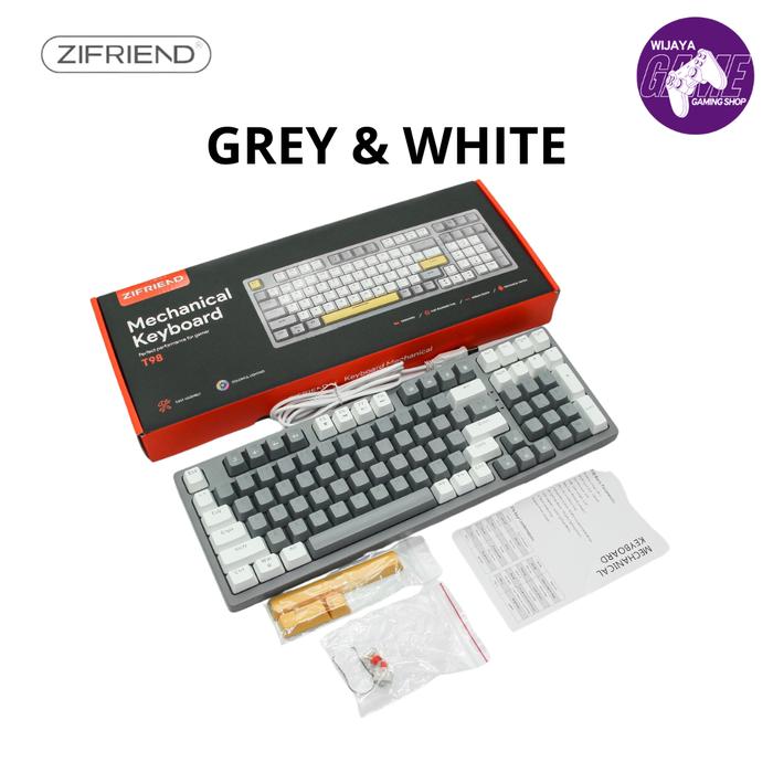 Promo ZIFRIEND T98 Mechanical Wired Gaming Keyboard 98 Keys Full Size Hot Swap Blue Red Switch ...