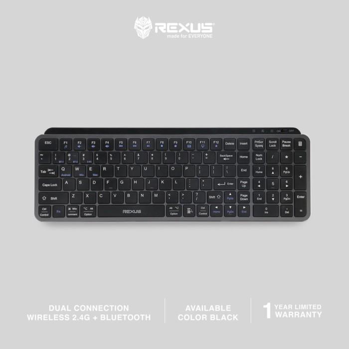 Promo Keyboard REXUS Bluetooth + Wireless with Short cut Function KL ...
