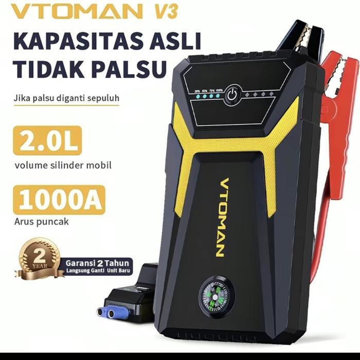 Jual VTOMAN V3 PRO JUMP STARTER AKI MOBIL MOTOR POWERBANK 6000mah jumper aki kendaraan ...
