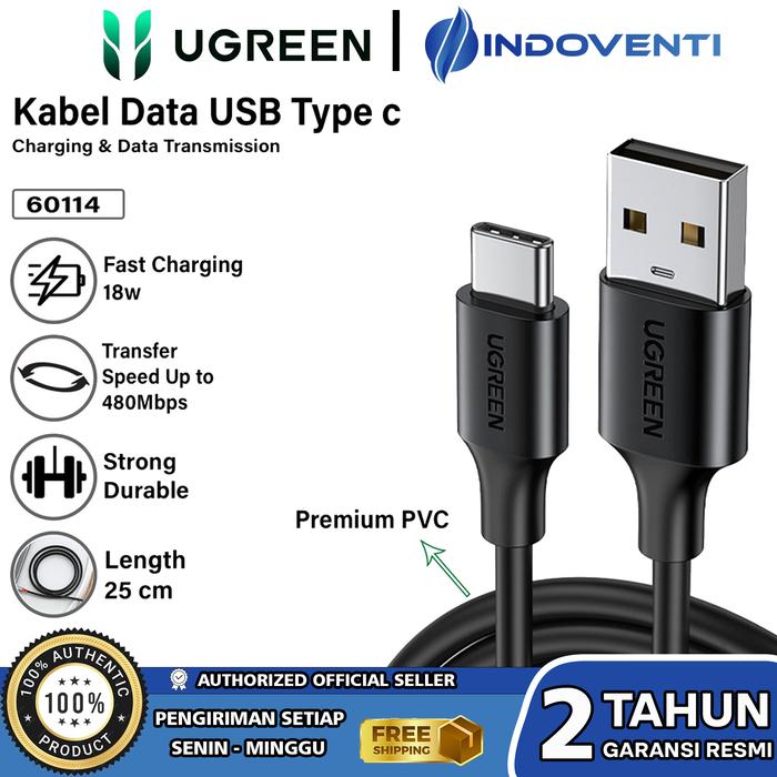 Promo UGREEN Kabel Charger Data Transmission 480Mbps Untuk USB Type C ...