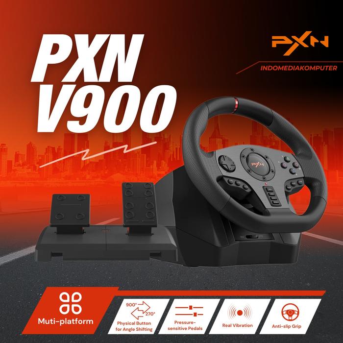 Jual PXN V900 PC Racing Wheel Race Steering Wheel with Pedals - Kab ...