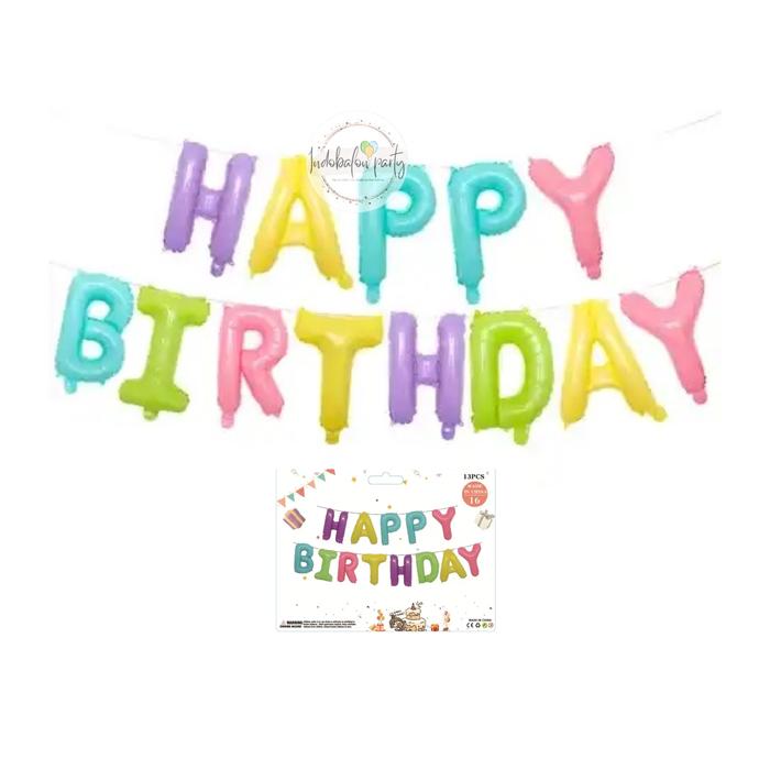 Jual balon foil huruf set happy birthday / tulisan happy birthday ...