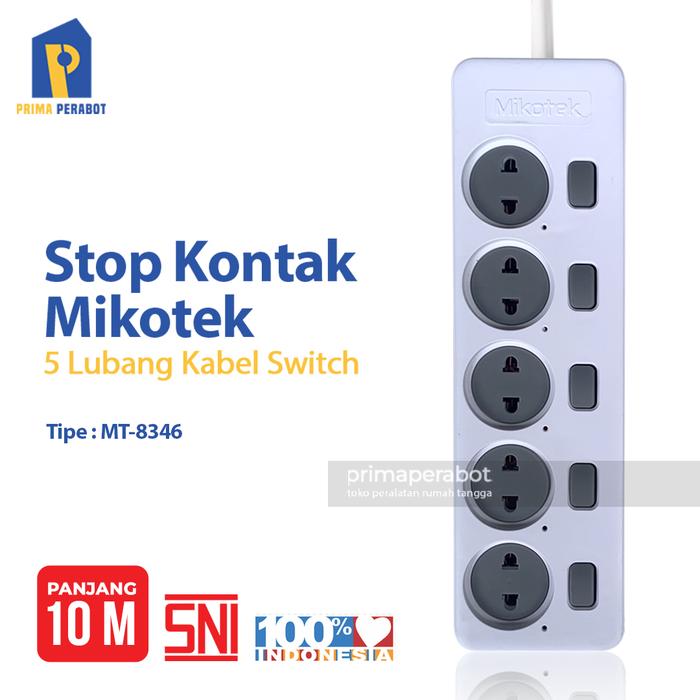Jual Stop Kontak Switch Terminal Listrik 5 Lubang 10 Meter Mikotek MT ...