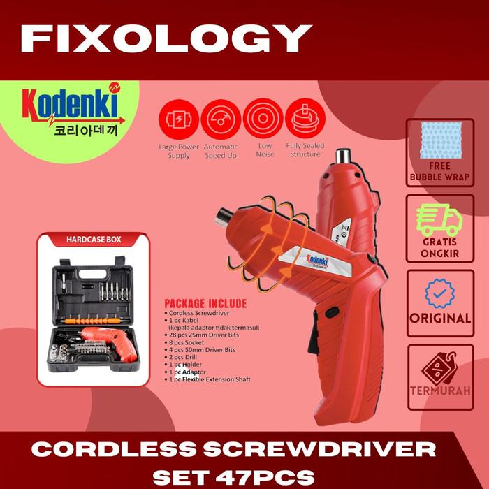 Jual Obeng Elektrik Baterai Mini Set 47 Pcs Cordless Screwdriver ...