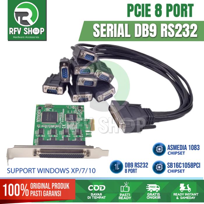 Jual BAFO PCI EXPRESS 8 PORT SERIAL CARD PCIe RS232 MALE Extension COM ...