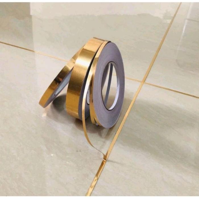 Promo Stiker List Strip Dinding Stiker List Plat Dinding Keramik Gold ...