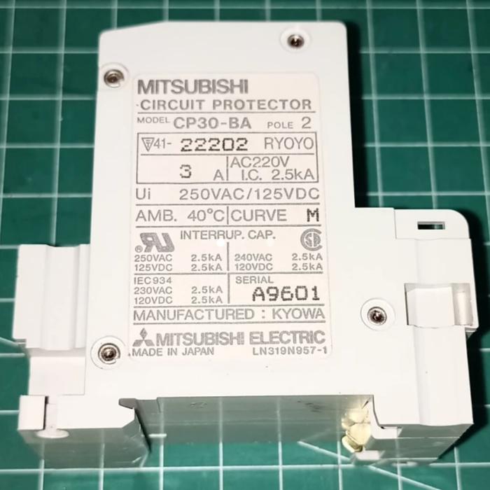 Jual Breaker Mitsubishi CP30-BA 3 Ampere 2 Pole Circuit Protector - Kab. Bekasi - KinBim Part ...