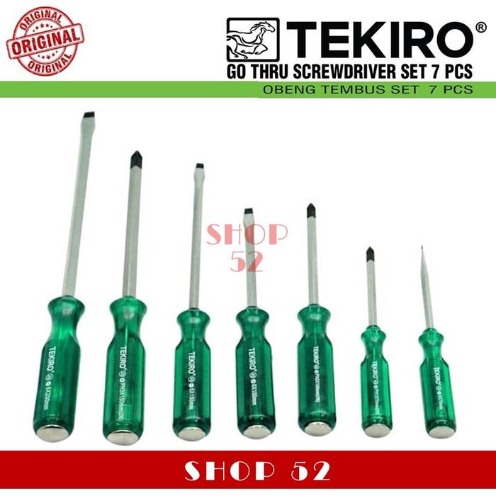 Jual TEKIRO Obeng Ketok Tembus Hijau Set 7Pcs Go Thru Screwdirver Set 7 ...