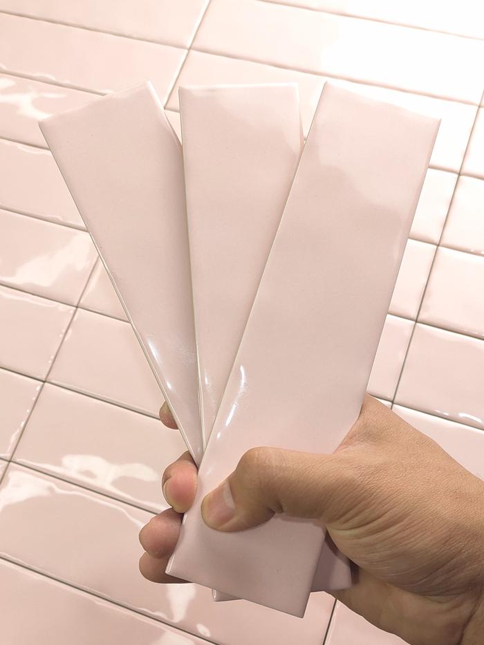 Jual Backsplash Tile Merk Venus Takko Pink Ballerina Wave Glossy 20x5cm ...