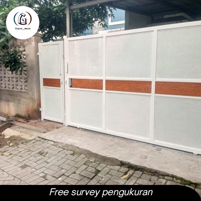 Jual pintu pagar dorong minimalis plat perforated - Kota Bekasi - Gopar ...